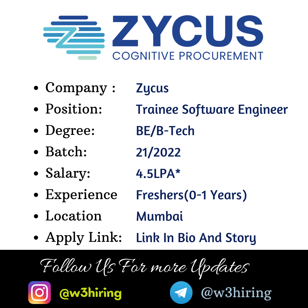 Zycus Off-campus drive 2023 | Trainee Software Engineer| Freshers(0-1years) || BE/B-Tech/ME/M ...