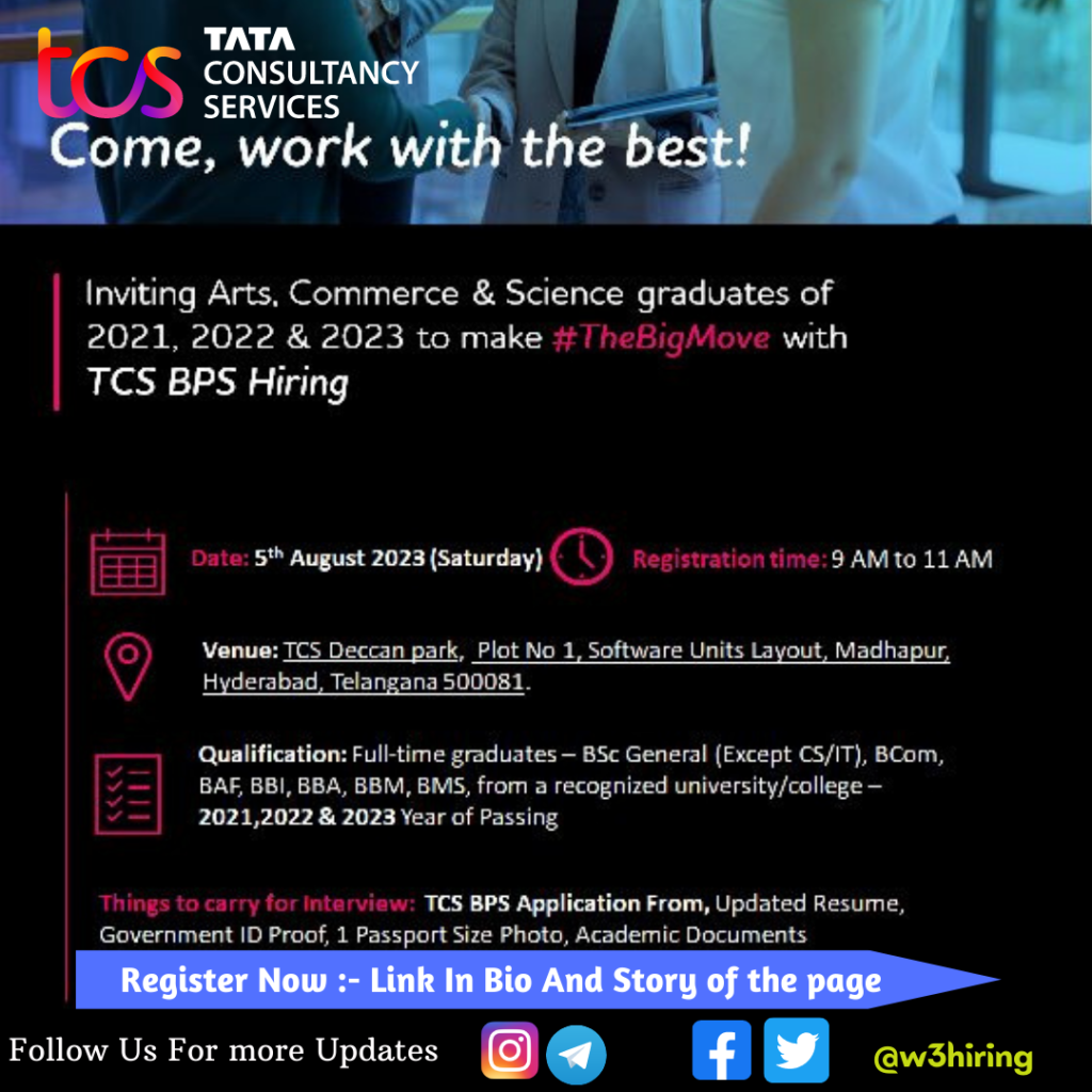 TCS Jobs For Freshers - W3Hiring