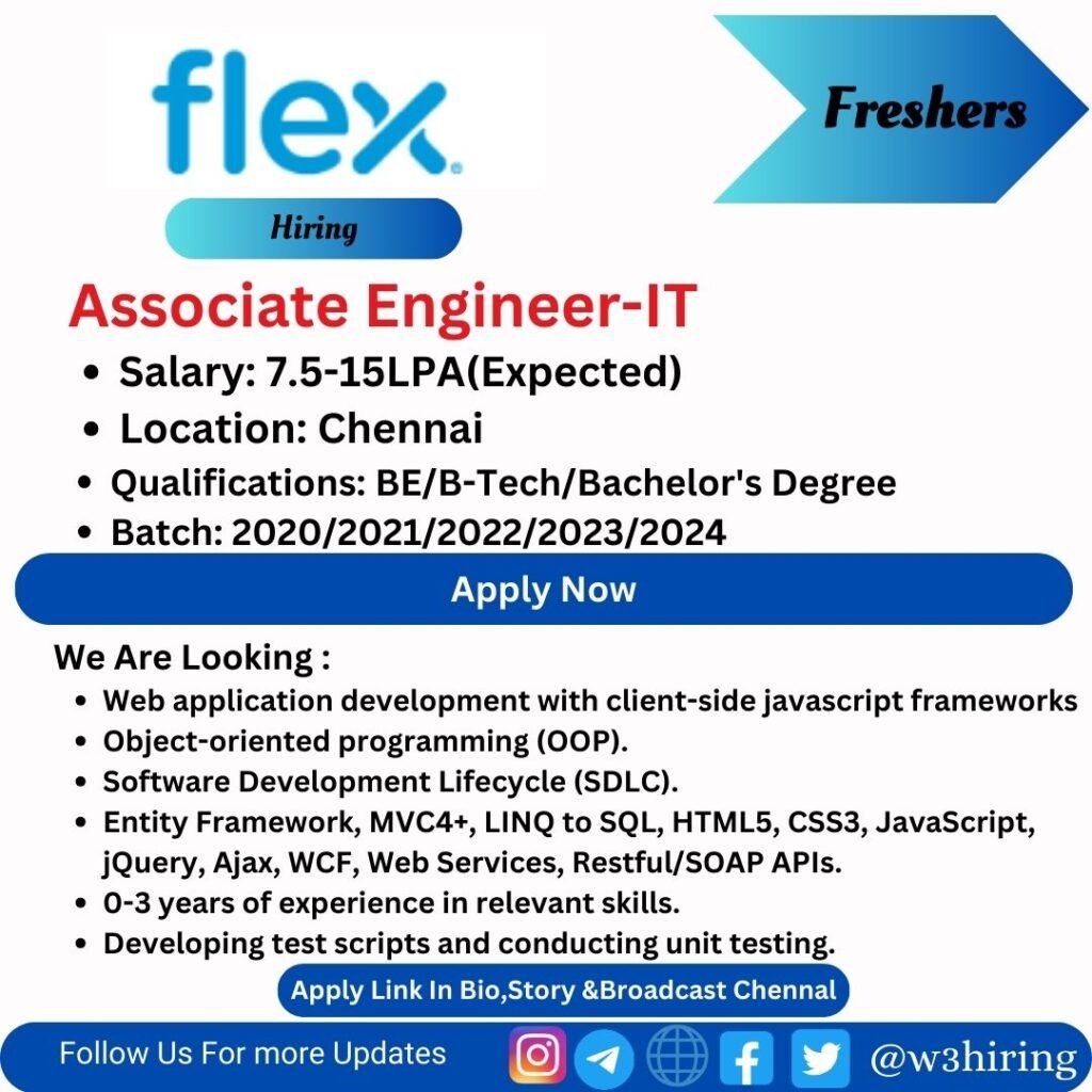 Flex Recruitment 2024 Hiring Associate Engineer - IT- Bachelor's Degree ...