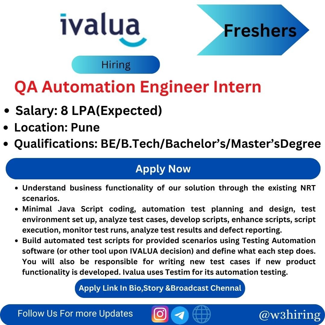 Ivalua Recruitment 2024 Hiring QA Automation Engineer Intern- Bachelor ... Ivalua Recruitment 2024 Hiring QA Automation Engineer Intern- Bachelor ...